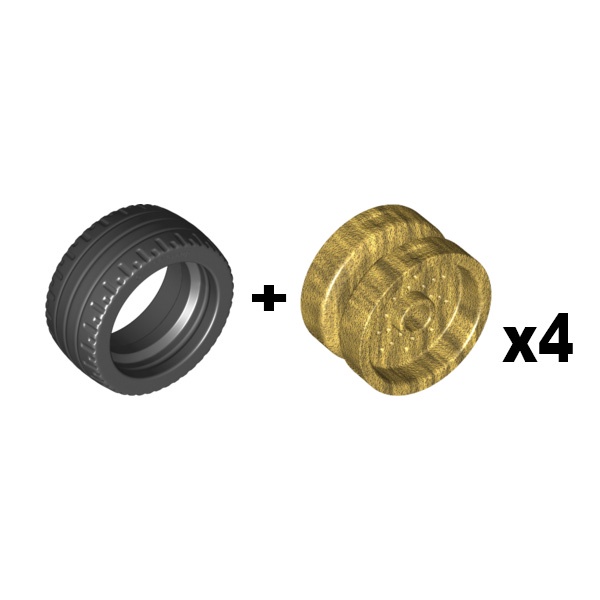 LEGO 6102596 18977 黑色 24x12 輪胎 + 6365808 66727 珍珠金 18x12 輪框 | 蝦皮購物