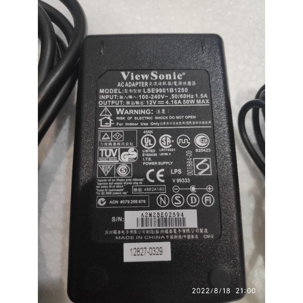 Viewsonic AC ADAPTER 電源供應器/變壓器/電源線(LSE9901B1250)12V 4.16A | 蝦皮購物