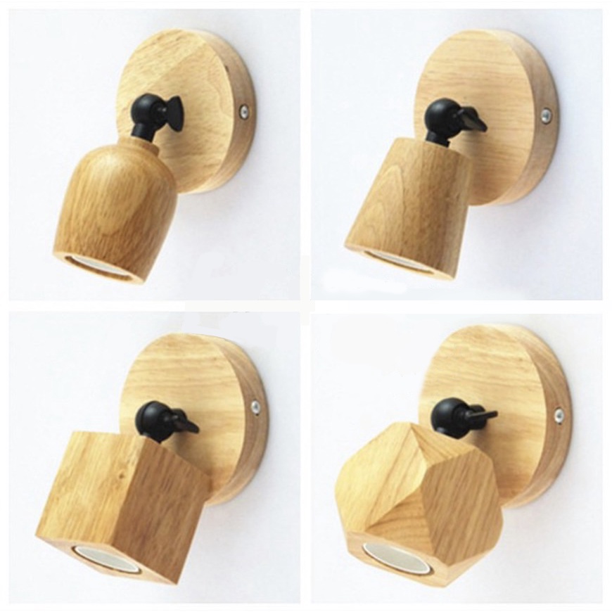 【四方圓LED照明】簡約木頭壁燈 小夜燈 樓梯燈 床頭燈 藝術壁燈 台灣現貨 龍珠泡/仿鎢絲/愛迪生燈泡 E27燈具燈座 | 蝦皮購物