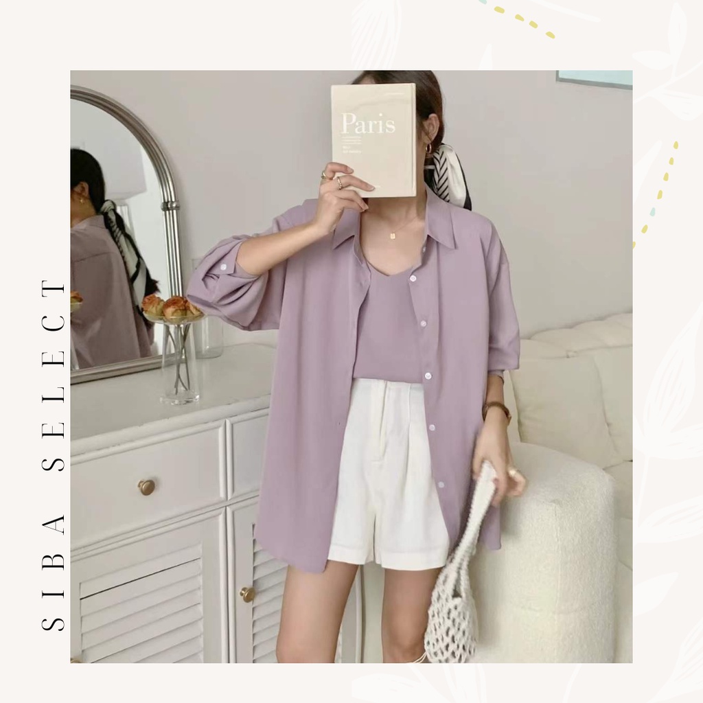 【SiBA Girl】JD-6019 現貨 雪紡兩件套襯衫 懶人穿搭 熱銷兩件套 細肩帶+襯衫 背心 套裝 女裝 5D | 蝦皮購物