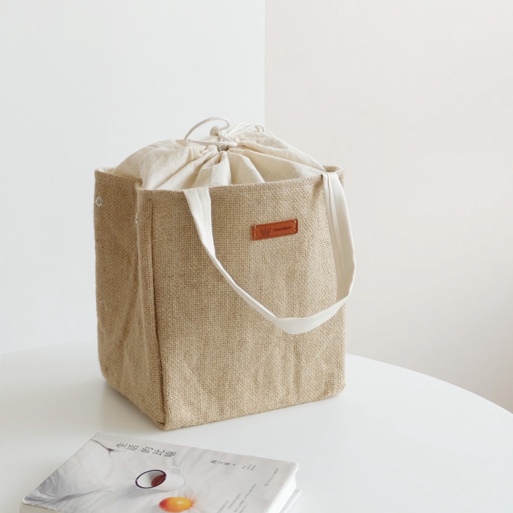 Codola現貨 日系棉麻加厚鋁箔保溫袋 便當袋 保溫包 保冷袋 收納袋 便當包 野餐包 棉麻手提袋 保冷便當袋 | 蝦皮購物