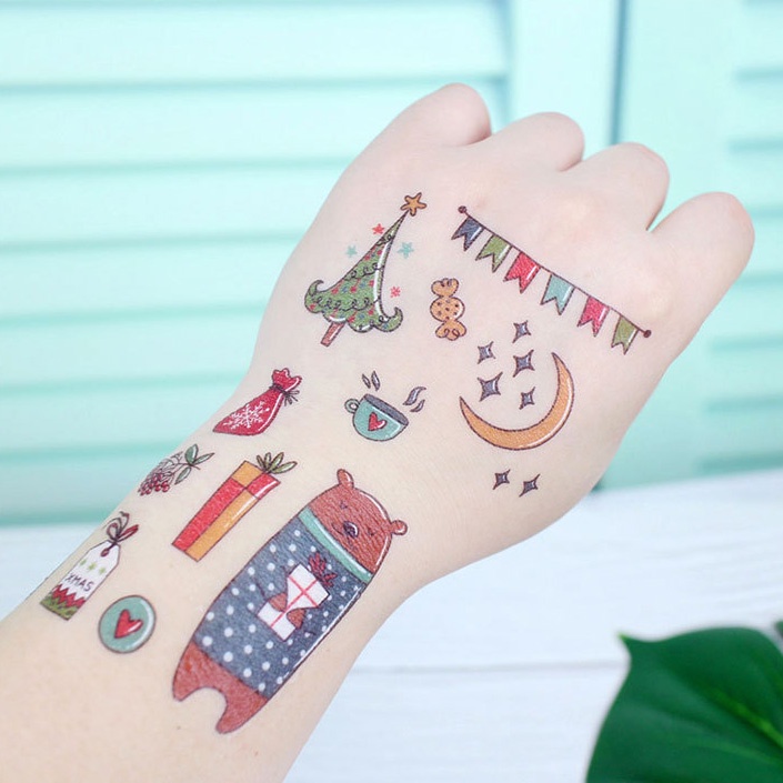 熊熊的聖誕節 EC-845 K12【WAWA TATTOO】兒童Party防水紋身貼紙刺青貼紙 | 蝦皮購物