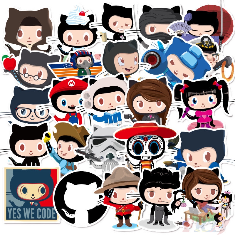 GitHub吉祥物 Octocat 章魚貓 防水塗鴉貼紙 25張入 潮流個性 摩托車機車電腦行李箱動漫卡通貼紙 | 蝦皮購物