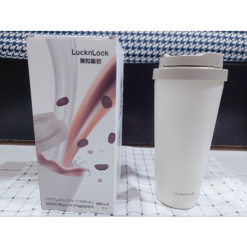 台灣出貨 LocknLock 樂扣 316 不鏽鋼彈蓋韓風簡約保溫 環保杯 保冰咖啡杯 550ml 象牙白 | 蝦皮購物