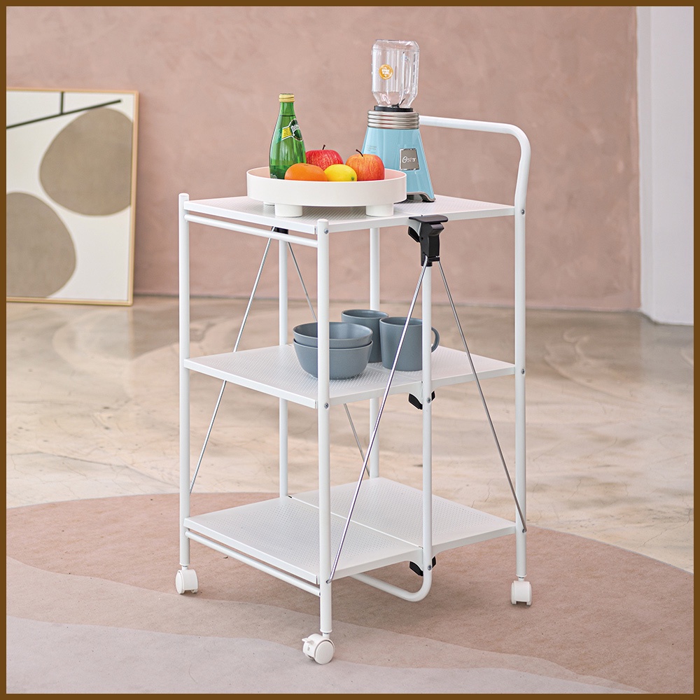 免運【ikloo】折疊式扶手活動餐車/置物車 (兩色) KC44A MIT折疊式活動餐車 行動餐車/附輪餐車/活動餐 | 蝦皮購物