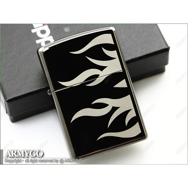 【ARMYGO】ZIPPO原廠打火機-NO.24951 (雙面設計) (黑炫冰機身款) | 蝦皮購物