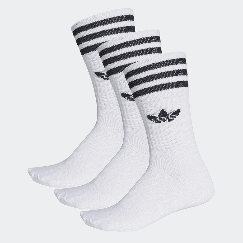 S.G ADIDAS SOLID CREW SOCK 三葉草 條紋 長襪 毛巾布 男女 黑S21490 白S21489 | 蝦皮購物