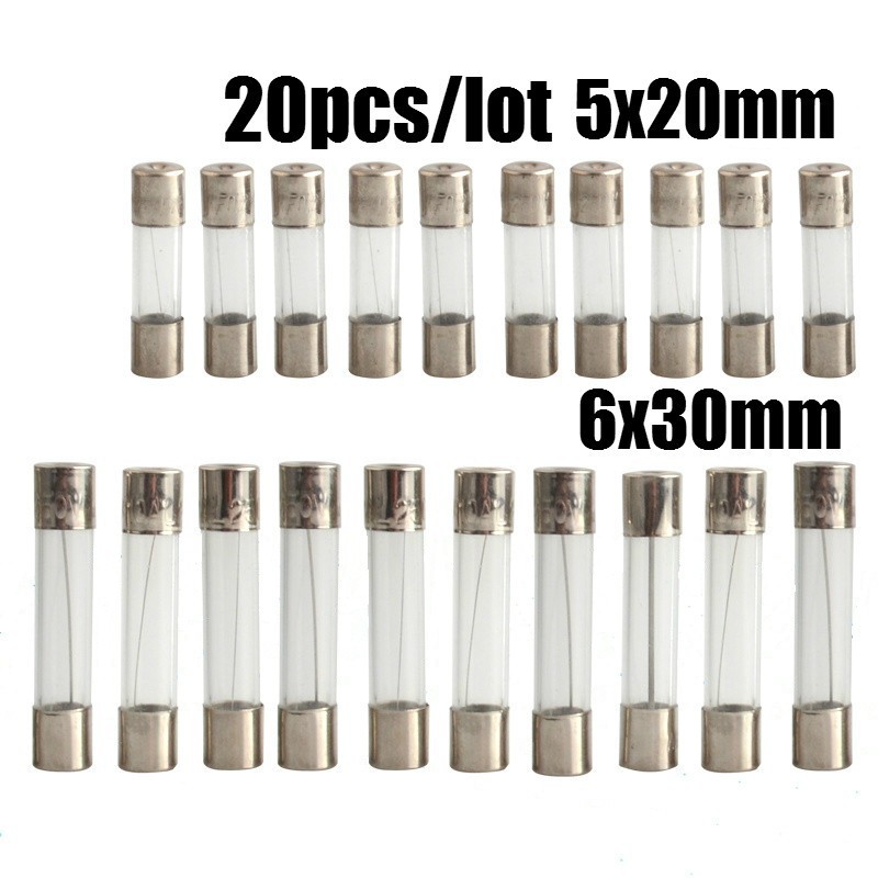 20pcs/lot 5*20mm / 6*30mm 快速熔斷玻璃管保險絲 250V 0.5 1 2 3 4 5 6 8 | 蝦皮購物