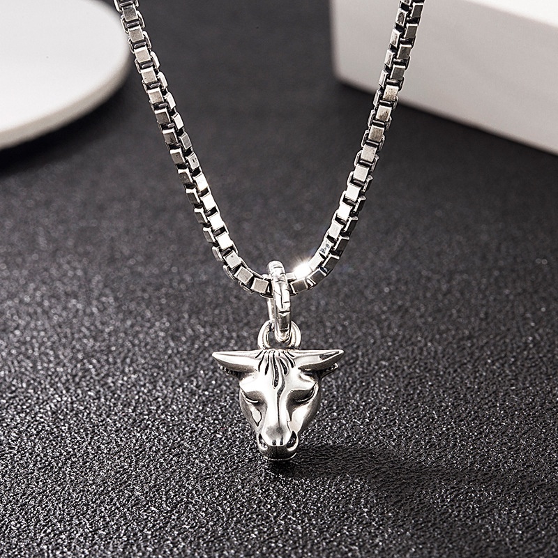 【2022老銀匠 純銀項鏈】歐美古家s925純銀王一博同款牛頭項鏈復古泰銀潮流系 | 蝦皮購物