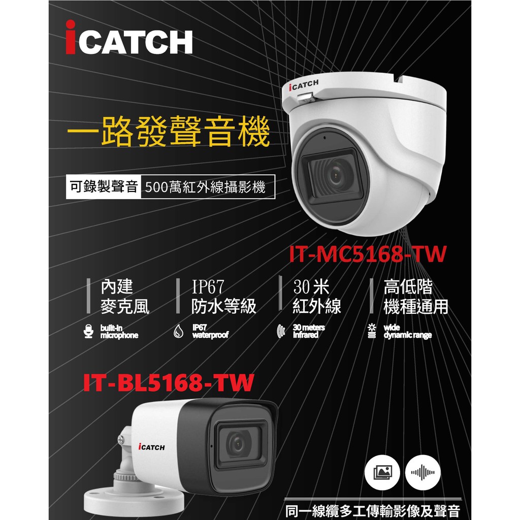 iCATCH 可取IT-BL5168-TW 5百萬畫素 同軸音頻 5MP 小槍攝影機 IP67防水 | 蝦皮購物