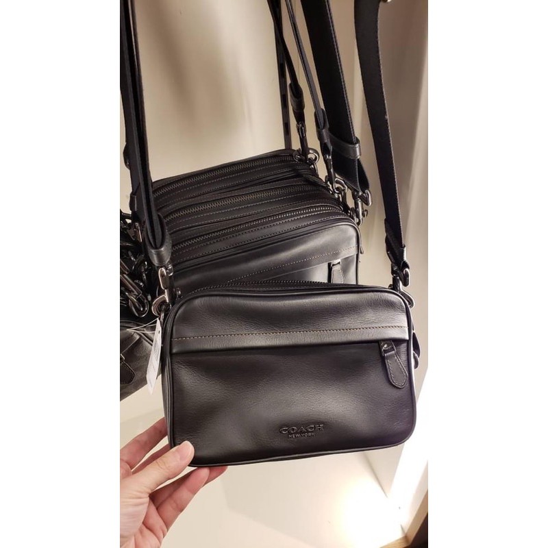 Coach 男款真皮方包 黑色 男女適用 F39946 相機包 方包 斜背 側背 | 蝦皮購物