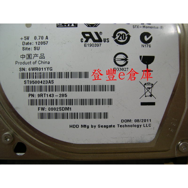 【登豐e倉庫】 YF6 Seagate ST9500423AS 500G SATA2 筆電硬碟 | 蝦皮購物