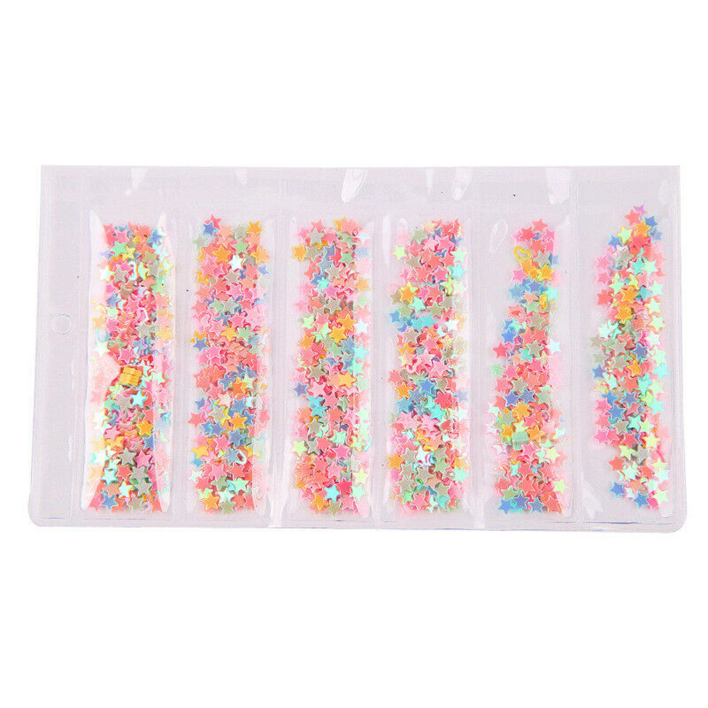 Ahour 彩虹色指甲亮片星星指甲閃光指甲裝飾心形什錦亮片兔子塑料花朵美甲 | 蝦皮購物