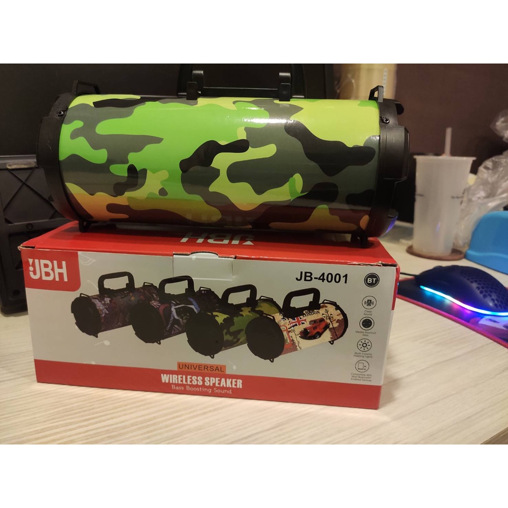 【台灣現貨】巨砲 藍芽喇叭 迷彩造型 支援TF卡 藍芽喇叭 藍芽音響 重低音 JB-4001 拆封檢測後品質放心 | 蝦皮購物