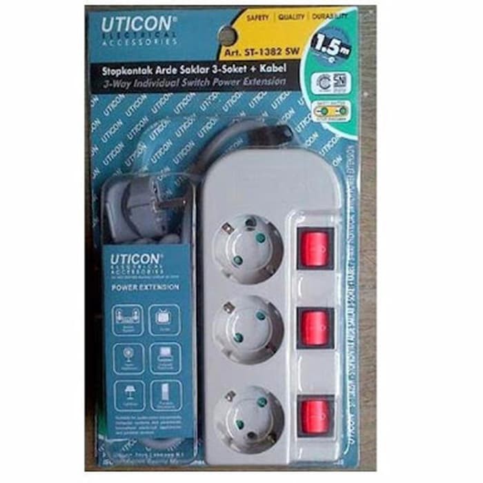 帶開關的 Uticon 3 孔 st 1382 sw 插座插座 | 蝦皮購物
