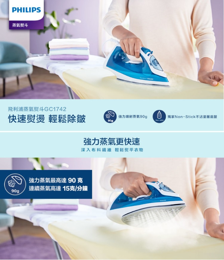 【PHILIPS 飛利浦】 EasySpeed 蒸氣電熨斗 GC1742 | 蝦皮購物