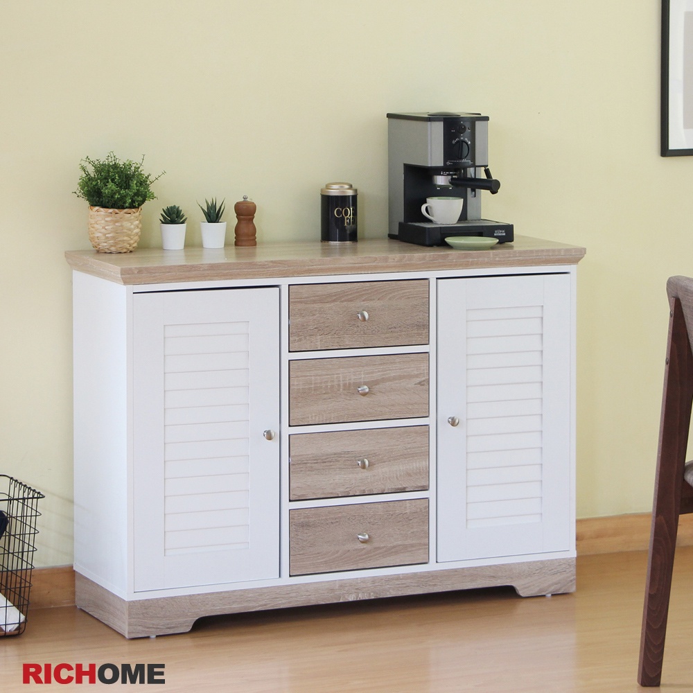 RICHOME 福利品 DR-232 溫莎雙門櫥櫃 (4抽櫃) 餐櫃 櫥櫃 收納櫃 置物櫃 中島櫃 中島櫃 櫥櫃 | 蝦皮購物