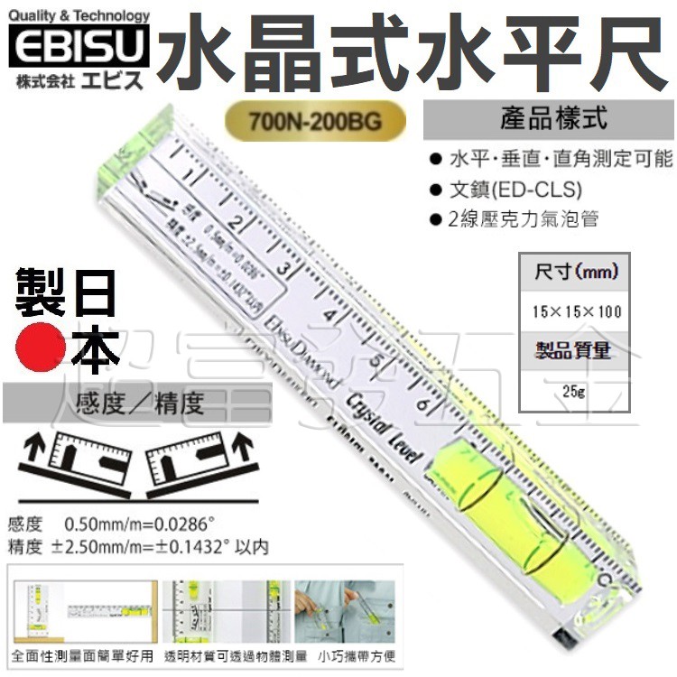 超富發五金 EBISU 水晶式水平尺 無磁性 ED-10CL 日本製造 壓克力 迷你 水平尺 壓克力氣泡尺 壓克力水平儀 | 蝦皮購物