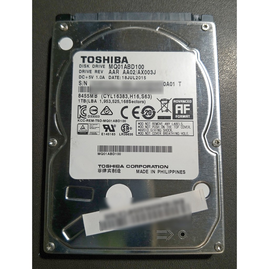 TOSHIBA 東芝 2.5” SATA2 1TB HD 2.5吋 筆電用 硬碟 MQ01ABD100 | 蝦皮購物