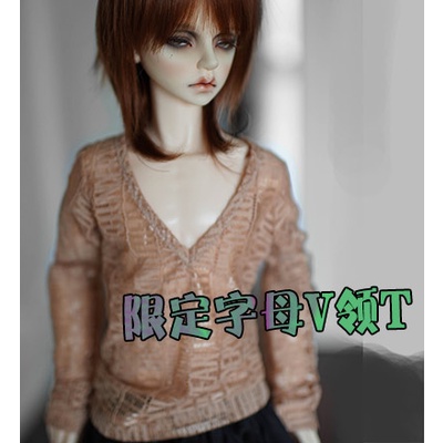 ♠♠3分/17/大叔BJD.SD.DD★限定料★嫩橘色V領字母T-shirt~打底上衣~ | 蝦皮購物