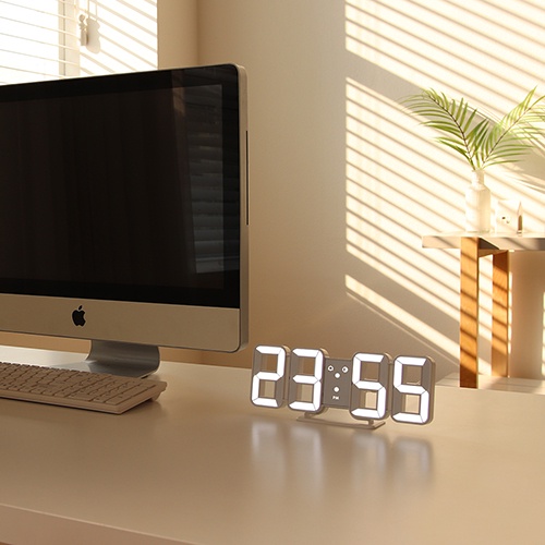 mooas Pure Mini 3D LED 時鐘, 多功能 LED時鐘 (日曆, 鬧鐘, 溫度), 亮度可調 | 蝦皮購物