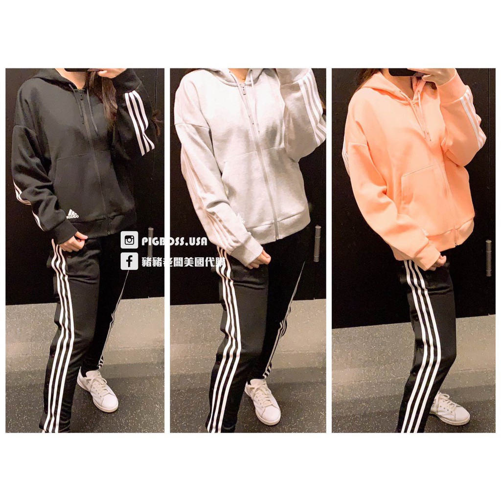 【豬豬老闆】ADIDAS 3-STRIPES 連帽外套 女款 黑 DX7970 灰 EB3823 粉 EB3824 | 蝦皮購物