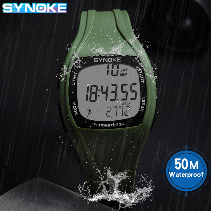 Synoke 男士手錶 50M 防水 3D 計步器數字軍事運動手錶 | 蝦皮購物