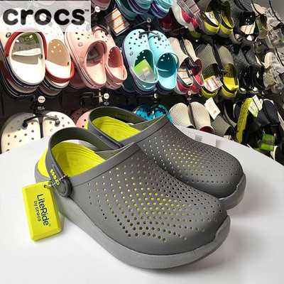 Crocs 卡駱馳 克駱格 LiteRide 男鞋 沙灘鞋 洞洞鞋 防滑 情侶鞋 包頭 涼拖鞋 204592 石板灰 | 蝦皮購物