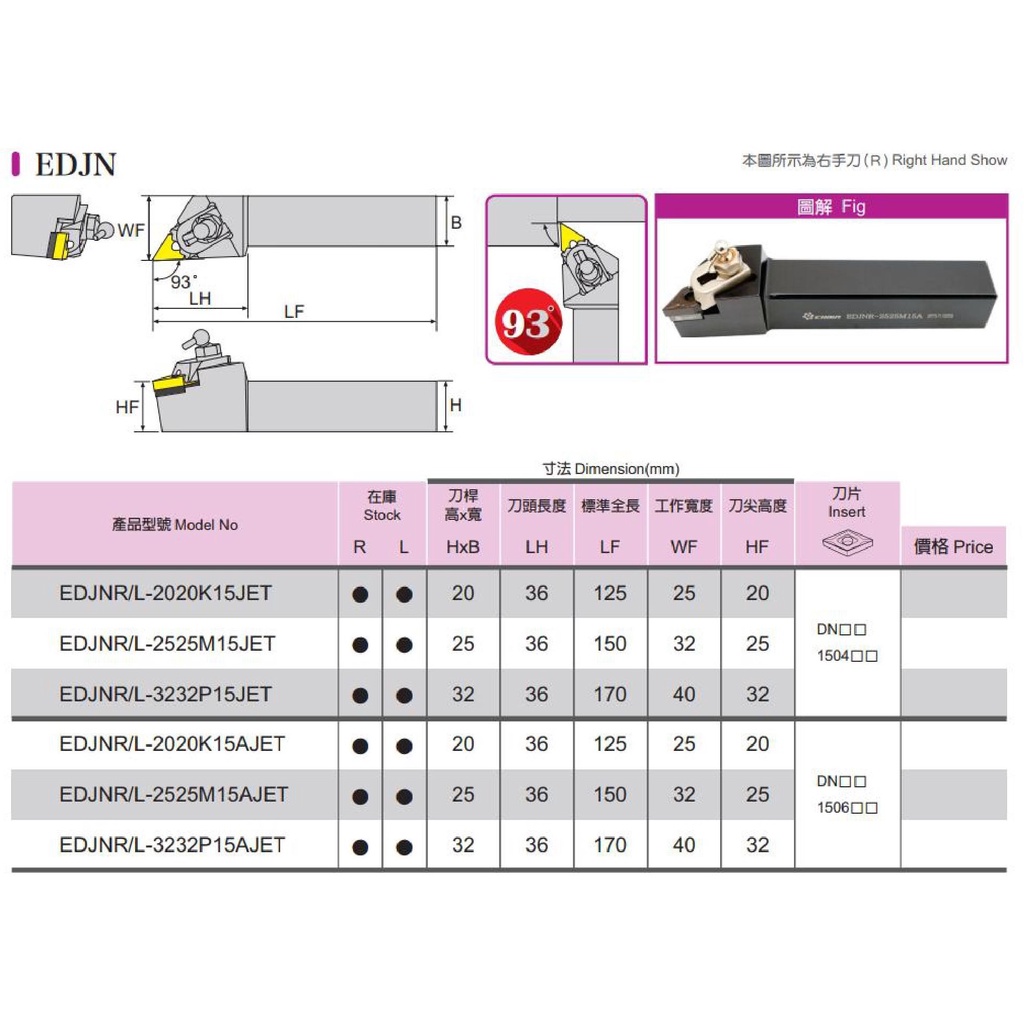 外徑車刀架 外徑車刀 外徑刀架 中心出水 可出水 出水型 EDJN 93D 價格請來電或留言洽詢 | 蝦皮購物