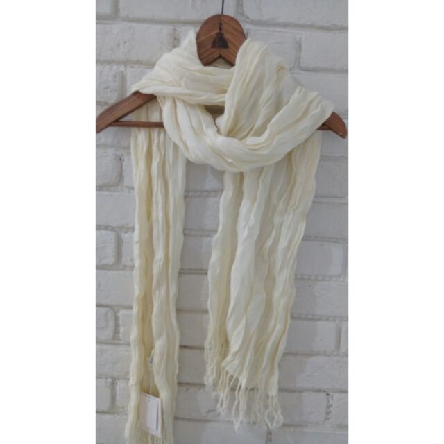 不折扣全新 日牌WKMK michel klein 皺摺圍巾 尾端鬚鬚 | 蝦皮購物