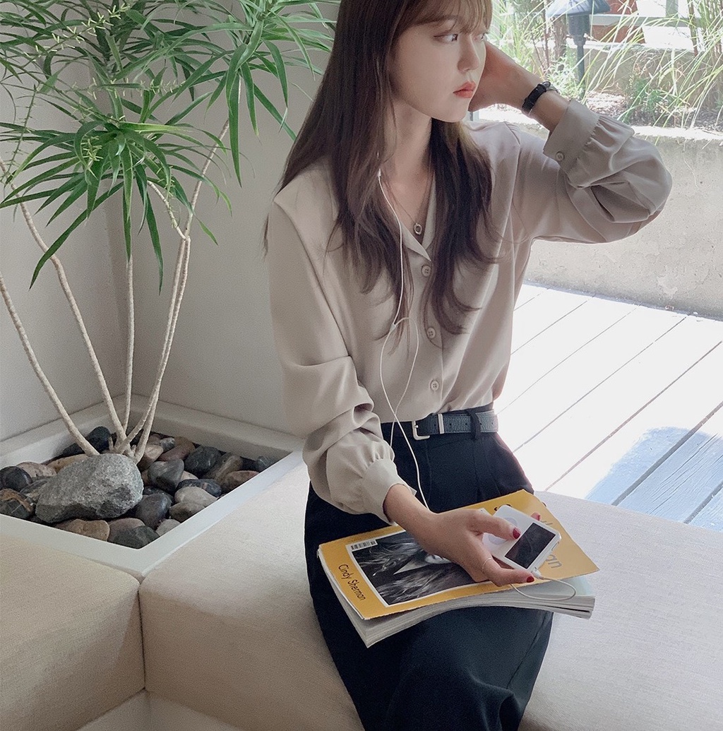 Waroom|斷貨售完不補 四季可穿高質感西裝領防皺襯衫|女裝|正式|OL|雪紡襯衫|溫柔風|長袖襯衫|素面 5505 | 蝦皮購物