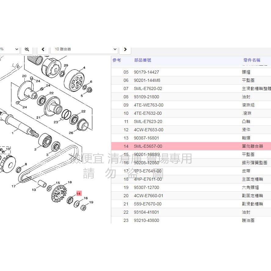 撿便宜 料號 5ML-E5657-00 YAMAHA山葉原廠單向離合器 GTR BWS 勁戰 | 蝦皮購物