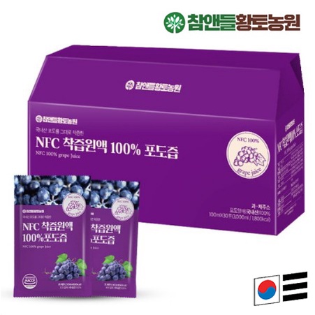 [HT農場] 韓國 포도즙 NFC 100%榨汁 國產葡萄汁 100ml x 30包 | 蝦皮購物