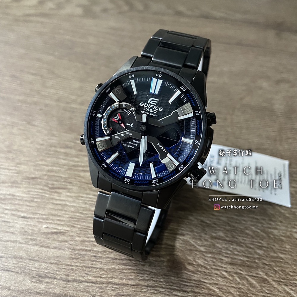 []錶子$行頭[] CASIO EDIFICE 工業鐵網造形錶盤 電子錶-鋼帶/黑藍面黑 (ECB-S100DC-2A) | 蝦皮購物
