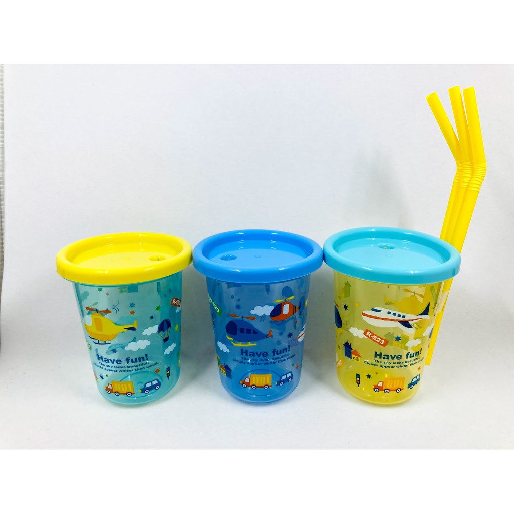 【玩潮日貨】*現貨附電子發票*日本製 SKATER 230ml 直升機 飛機 透明 學習杯 水杯 吸管水杯 3入組 | 蝦皮購物