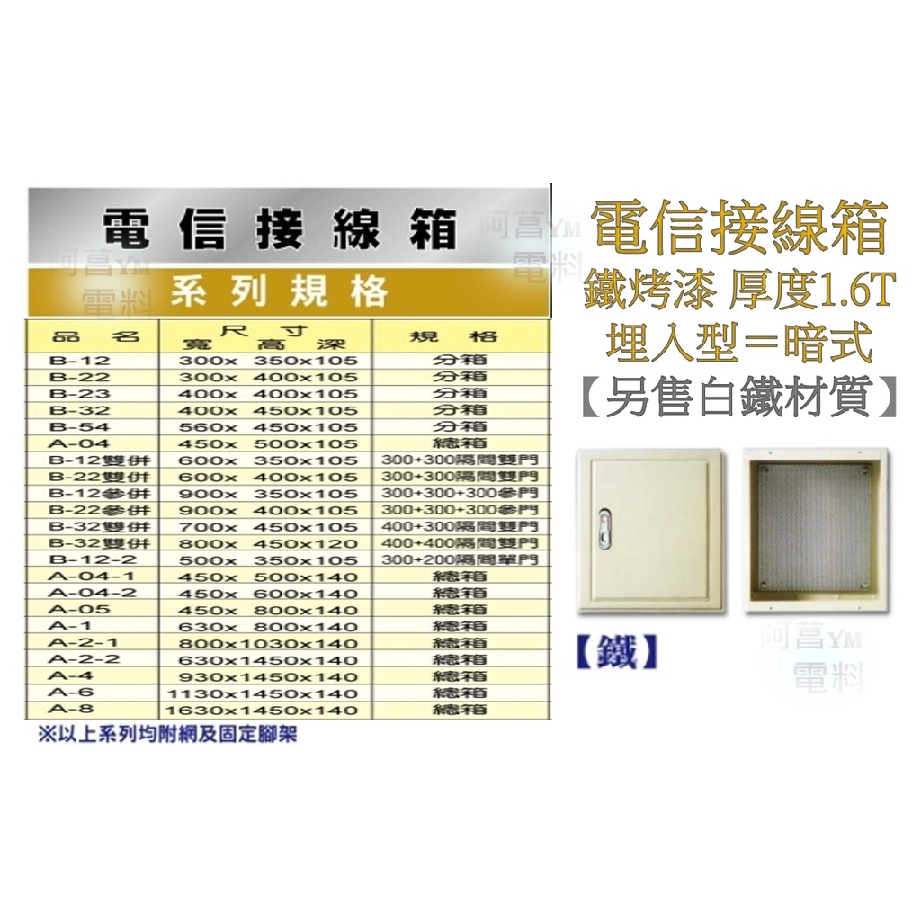 【含稅附發票】民豐 鐵烤漆 電信接線箱 電信箱 開關箱 弱電箱 配電箱 電話箱 埋入型 暗式 厚度1.6【另售白鐵材質】 | 蝦皮購物