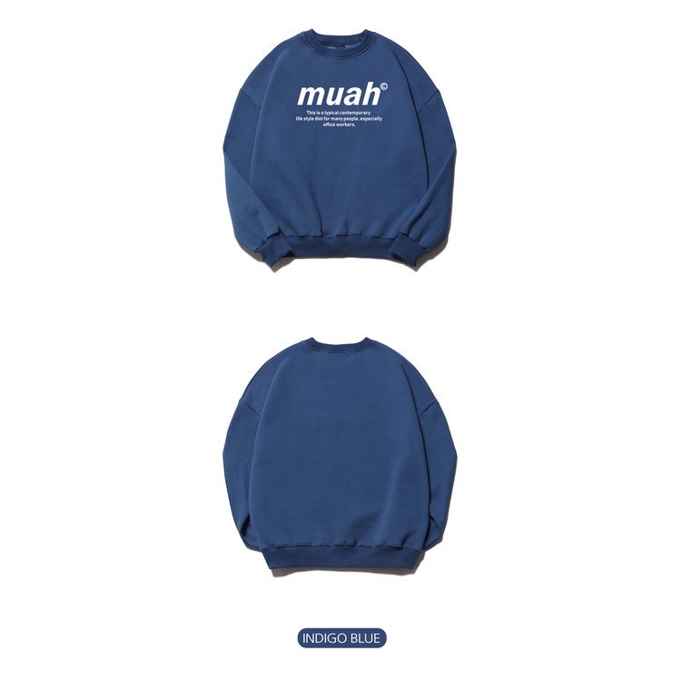 （台現） Muah muah 印花 聯名款 內刷毛 圓領 大學踢 正韓 大學T muah muah 韓國代購 | 蝦皮購物