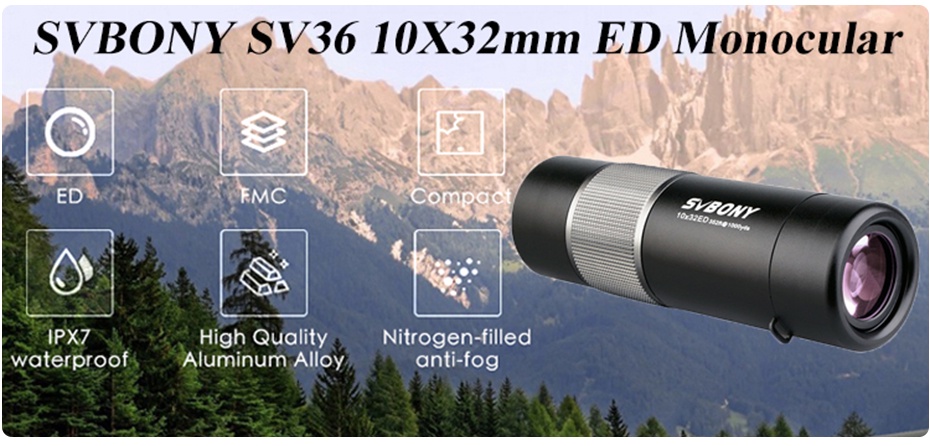 Svbony SV36 單筒望遠鏡 10x32 ED 玻璃 Bak4 IPX7 防水緊湊型望遠鏡 適合旅行觀鳥 | 蝦皮購物