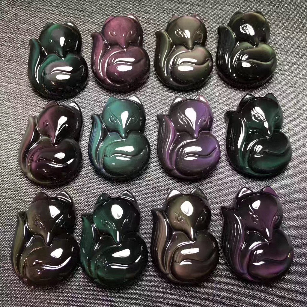 【馬丁水晶】彩曜 狐仙 狐狸 黑曜 黑耀眼 狐狸 黑曜石 防小人 招桃花 貓眼吊墜彩虹黑耀/黑耀石/黑耀 | 蝦皮購物