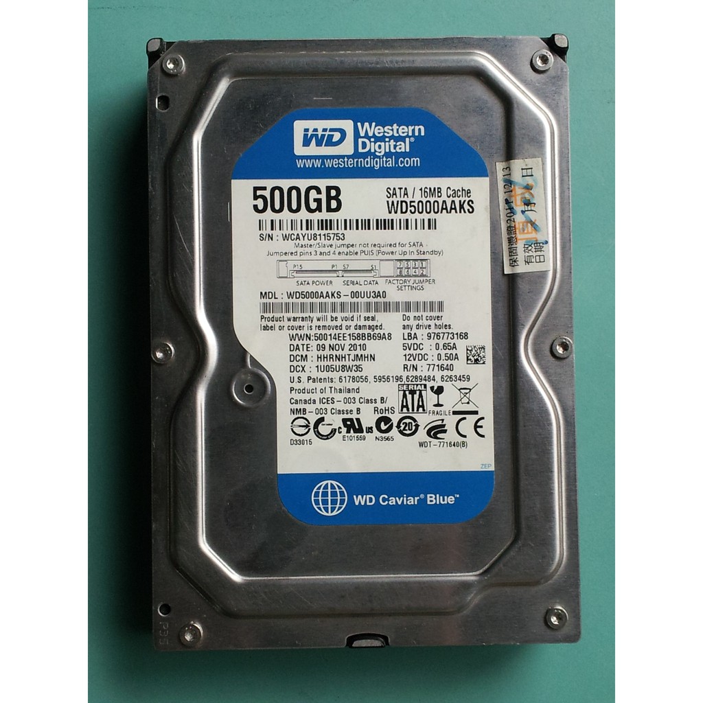 WD威騰 500GB(500G/500.1GB) 3.5吋 SATA硬碟 WD5000AAKS-00UU3A0 檢測不良 | 蝦皮購物