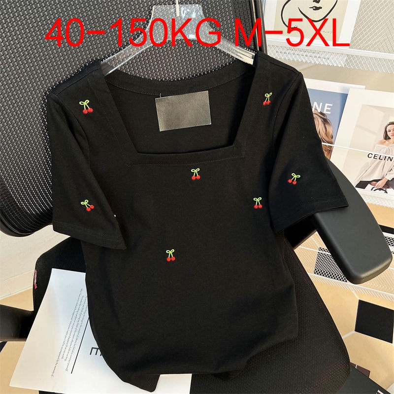 【M-5XL 40-150KG】胖mm150kg大尺碼法式別緻方領櫻桃小眾高級質感正肩鎖骨上衣 plus size ov | 蝦皮購物