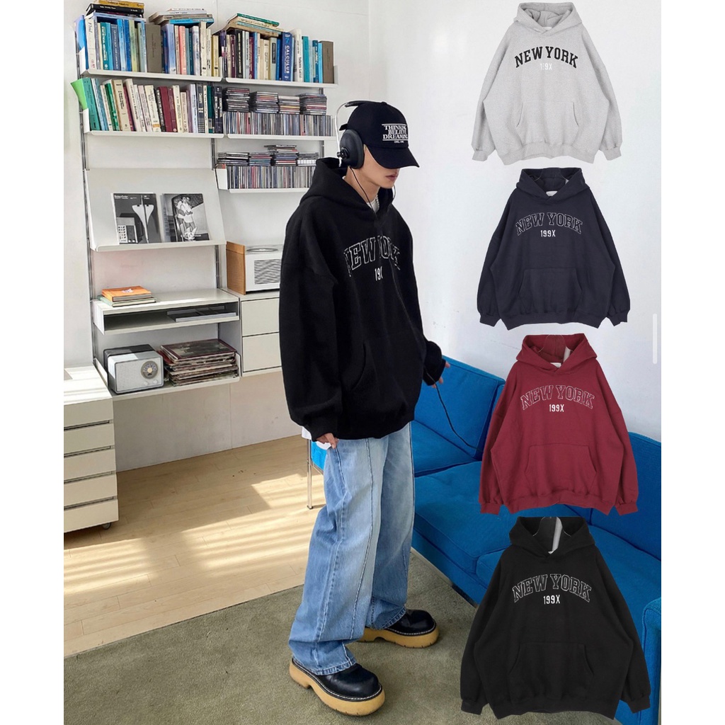 [Simon.co] Holy in code NEW YORK 經典款 紐約 刺繡 199X 帽T | 蝦皮購物