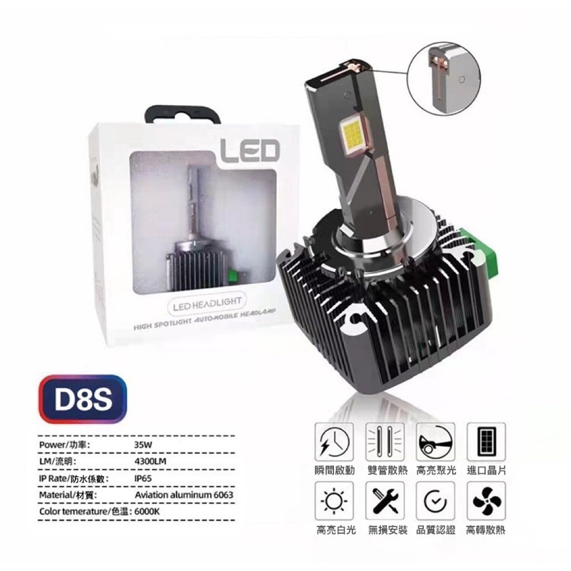 D1S D2S D3S D4S D8S LED 6000K D系列LED保固一年D2R D4R D5S HID氙氣燈泡 | 蝦皮購物