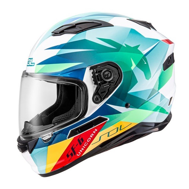 免運【SOL】SF-6 獨角獸-白綠｜SF6｜全罩式｜雙層鏡｜內墨鏡｜安全帽｜SJ騎士館 | 蝦皮購物