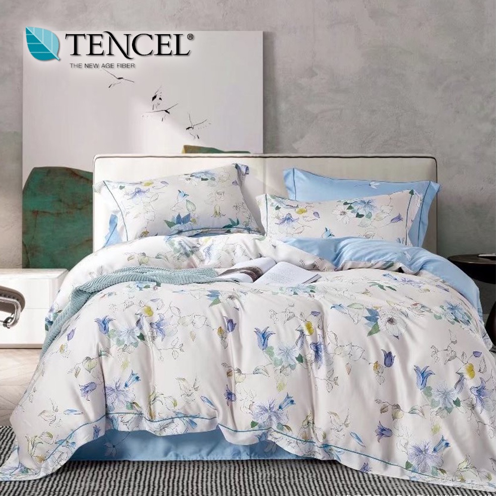40支100%純天絲TENCEL【單人 雙人 加大 特大組合】規格可選 35公分 床包四件組 床罩七件組 初雪未央 | 蝦皮購物