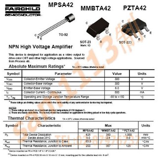 113電晶體 KSP42 TO-92 FAIRCHILD 0.5A 300V 高壓放大 MPSA42 ON >>30個 | 蝦皮購物