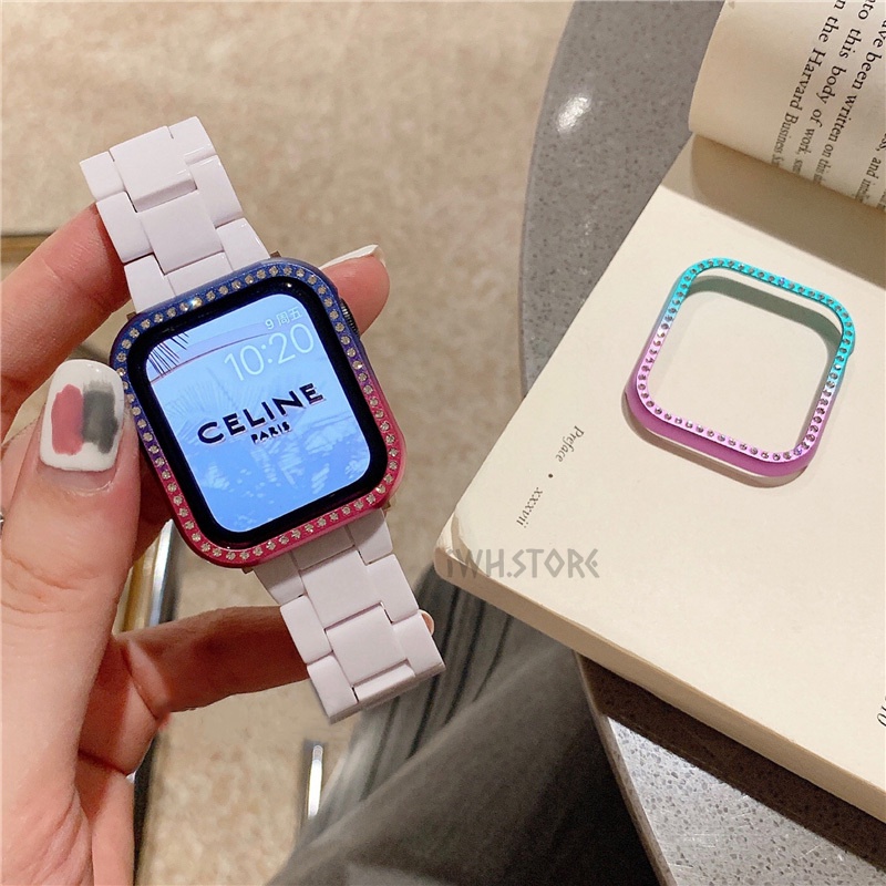 Apple Watch 漸變水鑽創意錶帶 蘋果手錶 適用 iwatch SE 7654321代 蘋果錶帶 替換帶 腕帶 | 蝦皮購物
