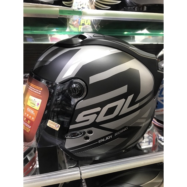 【星騎士】臺中北區中清店 SOL 27S 彩繪 星艦 消光黑藍綠 半罩 超透氣 安全帽 四分之三 3/4罩 再送好禮 | 蝦皮購物