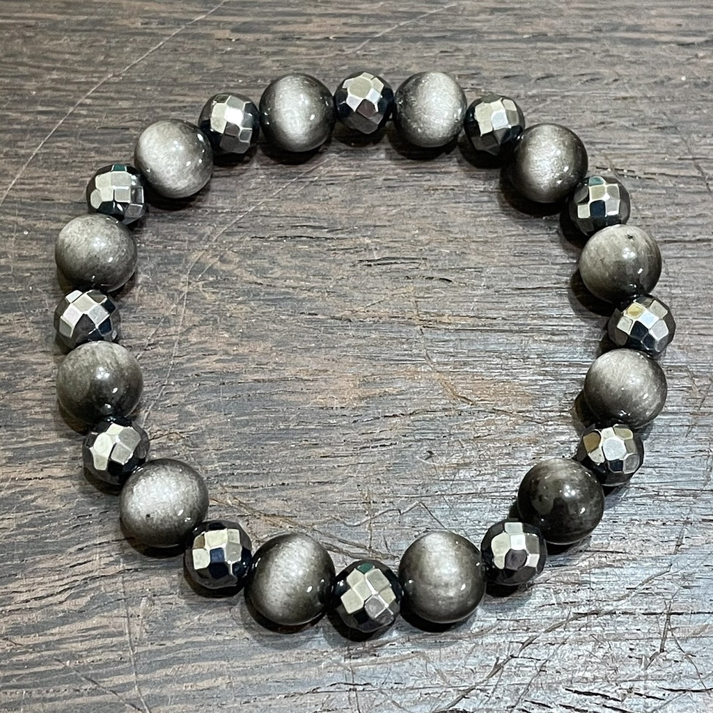 CS Crystal 編號14 避邪擋煞情侶款 - 銀沙黑曜石+鈦赫茲設計款 | 蝦皮購物