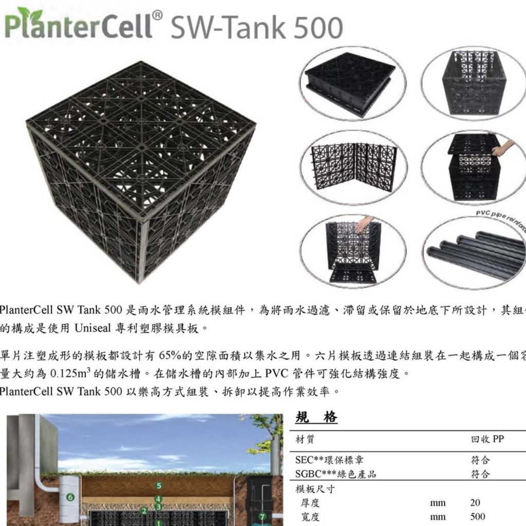 PlanterCell SW-Tank 500 水撲滿 綠化園藝 雨水管理系統 新加坡進口雨水積磚 | 蝦皮購物
